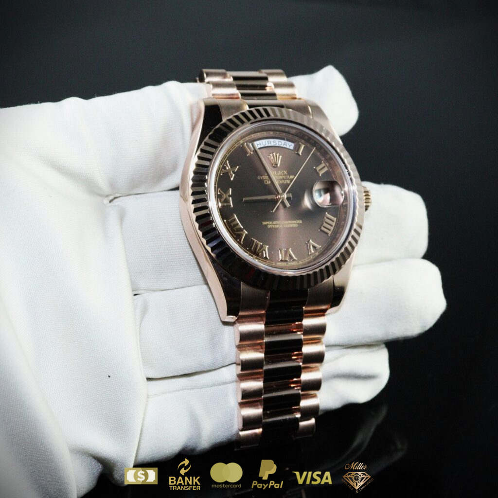 Rolex Presidente Day-Date 41 mm oro rosado chocolate – Miller Watches ...