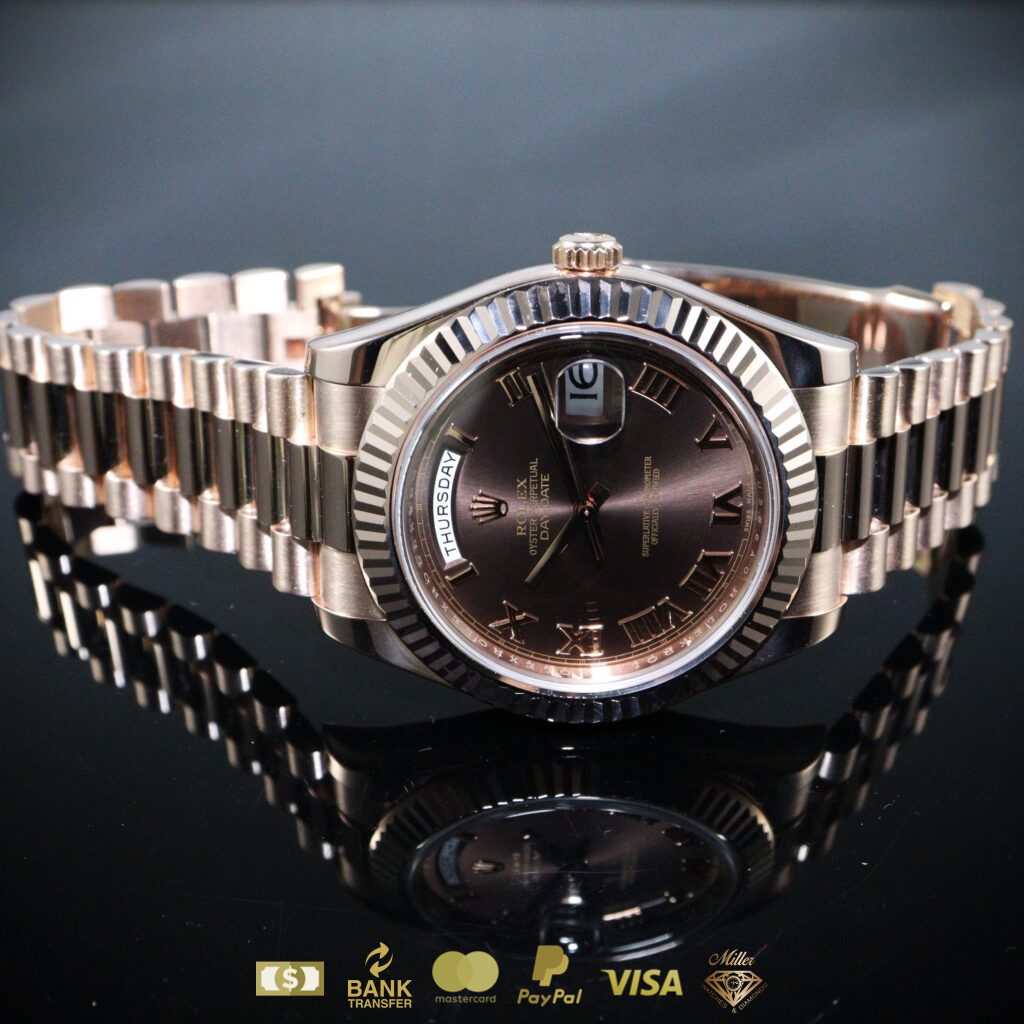 Rolex Presidente Day-Date 41 mm oro rosado chocolate – Miller Watches ...